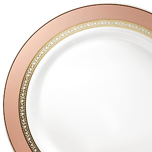 " OCCASIONS " 40 Piece Chargers pack Wedding Party 12'' Disposable Plastic Charger Plates/Chargers (Ritz Blush & Gold)