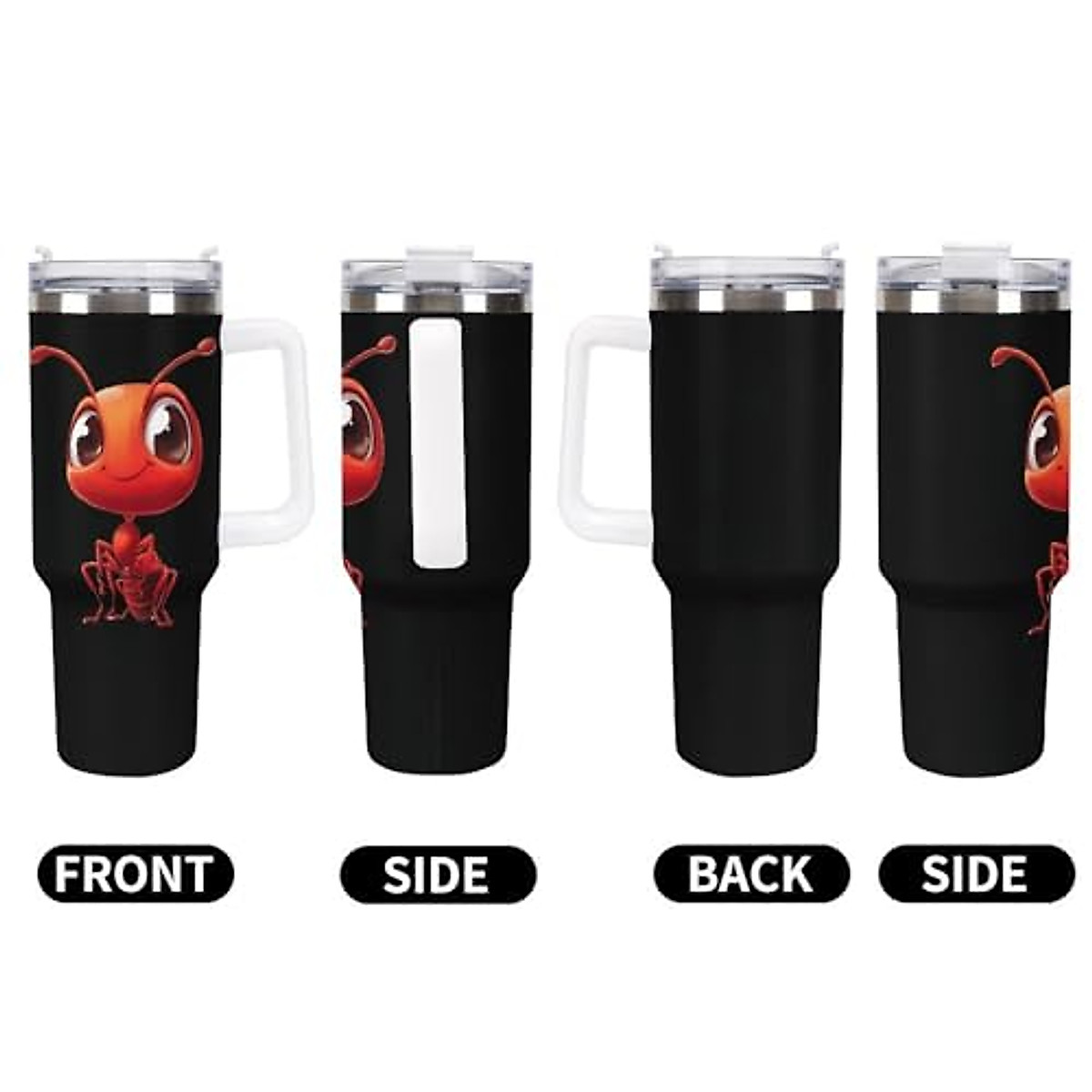 Ant Insect Keeper Tumbler with Handle Travel Mug Water Bottle Tea Coffee Cup White-style