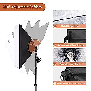 Walk Fly 7x10FT Muslin Backdrop Screen Kit, Photography Continuous Lighting and Collapsible Backdrop Stand Set, Background Support System with 20" x 27" Softbox Light for Photo Video Studio Shooting