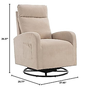 HomSof Rocker Recliner, Polyester Rocking Nursery, Modern Lounge Chair for Living Room, One Size, Beige Swivel Glider
