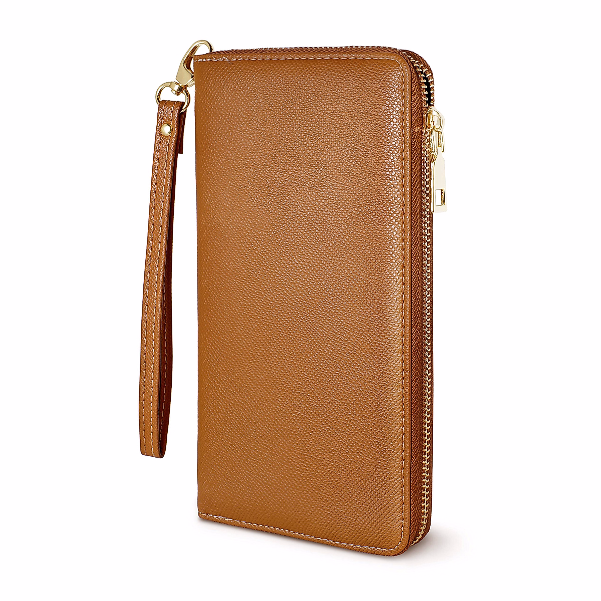 Yarnic Brown Women's Wallet Wristlet Band Wallet Credit Card Wallet Holder Money Pockets Women Clutch Case Coin Money Clip Organizer Purse with RFID Blocking Large Capacity with Zipper Tan