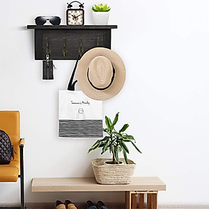 Wall Coat Hooks with Shelf, Wall Mounted Coat Rack with Shelf, Coat Hangers for Wall with 4 Double Hooks, Wood Coat Rack Wall Mounted, Wall Coat Hooks Board for Living Room, Bedroom, White