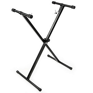 61-Key Electronic Piano Keyboard with 7-Position Adjustable Stand & Microphone - Black