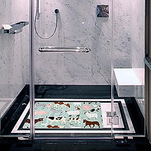 Non Slip Bathtub Mats with Suction Cups, Bath Tub Shower Mat for Bathroom, Machine Washable Bathroom Mats with Drain Holes(Farm Animals Pattern)