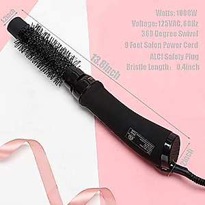 Hair Dryer Brush & Volumizer Hot Air Brush, 3-in-1 Blow Dryer Brush Styler for Straightening, Curling, Salon Negative Ion Ceramic Lightweight Dryers Straightener Curl Hair Brush for Wet and Dry Hair