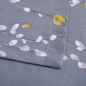 YEPINS Soft Brushed Microfiber Duvet Cover Set with Zipper Closure and Corner Ties, Floral and Branch Reversible Design, Grey and White- King