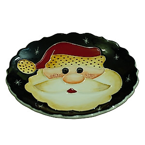 Anka Handcrafts - Christmas Home Decors – Tonton Santa Claus - Handmade & Handpainted Ceramic Plates with Unique Embossed Surface – w Navy Int. Velvet Case – Christmas for Homes 775