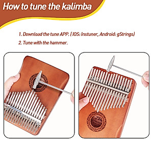 Genround Kalimba Thumb Piano & Finger Instrument Bundle, 17 Keys & 8 Keys Piano with Beginner's Study Instruction, Portable Thumb Piano for Kids and Adults, Includes Tuning Hammer