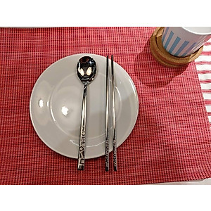 Korean Style Stainless Steel Spoons and Chopsticks set (2 Set-MoMo)