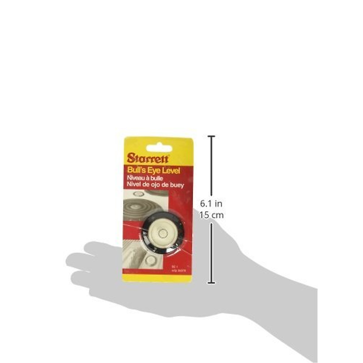 Starrett BE-1 Acrylic Circular Bullseye Level with Flange, 1.180" Diameter, Black