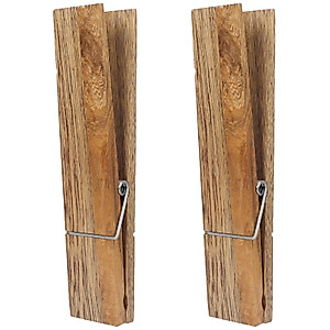 Cabilock 2pcs 12 Inches Jumbo Clothespins with Adhesive Wooden Clothespins Towel Holder Clothes Clips with Spring for Wall Bathroom Laundry Room Nursery Kitchen Decor