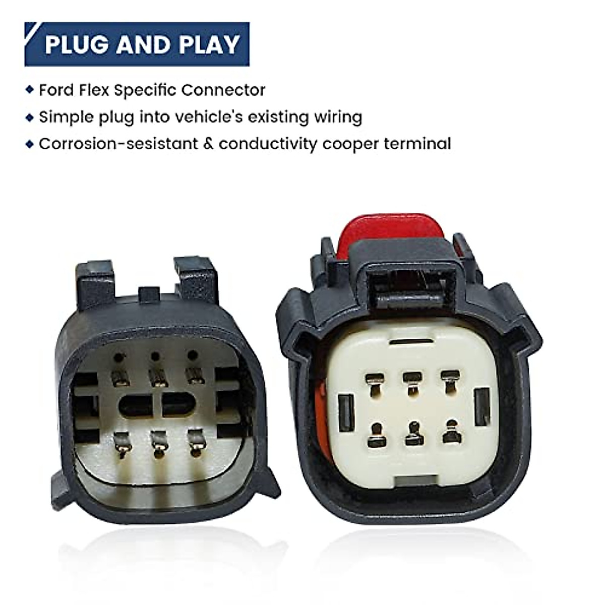 MECMO 4 Way Flat Trailer Wiring Harness for 2009-2020 Ford Flex All Styles, Plug-in Simple T-Connector Vehicle Side 4-Pole Flat Trailer Hitch Wiring -18 Gauge Bonded Wire