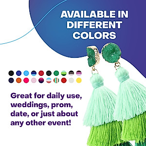 Rave Envy Green Ombre Tassel Earrings for Women - Colorful Layered Tassle Dangle Drop Earrings