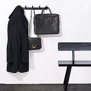 Fecraf Coat Hooks, Wall Mounted Coat Rack, Matte Black, Wall Hangers, Coat Rack with 5 Hooks for Bathroom Entryway Hat Key Towel Bag Kids. (5 Hooks)