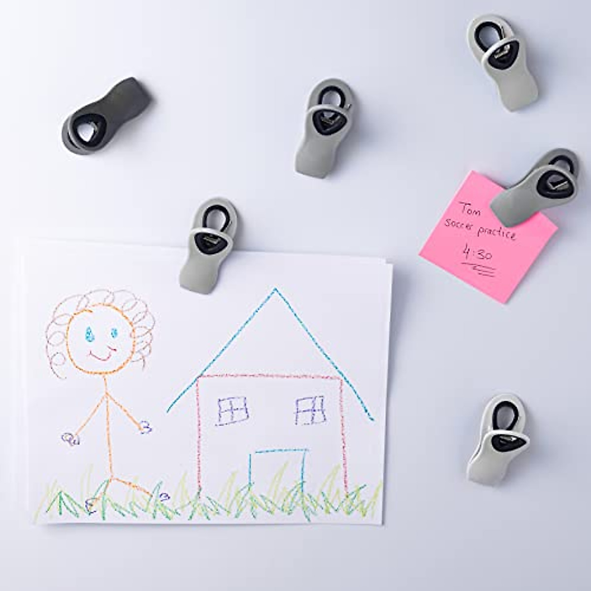 edge Chip Clips for Food Snack Bags and Storage Non-Slip with Magnetic Back and Loop Holes (20 Piece Medium, Charcoal)