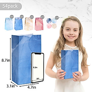 Shindel 54PCS Party Favor Bags with Stickers, Colorful Marbleized Treat Bags Goodie Bags Kids Birthday Gift Bags Party Accessories for Kids Birthday Party 4.7" x 3.1" x 8.7"
