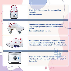 JZYUN Clock Double-Row Deformation Skates, Multifunctional Roller Shoes,Pulley& Outdoor Sneakers 2-in-1 Shoes, Automatic Walking Shoes with 4 Retractable Wheels for Adult Children