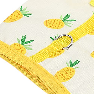 01 Puppy Harness, Adjustable Rabbit Harness Cute with Leash for Rabbits for Guinea Pigs for Ferrets for Chinchillas(L, Yellow Pineapple)