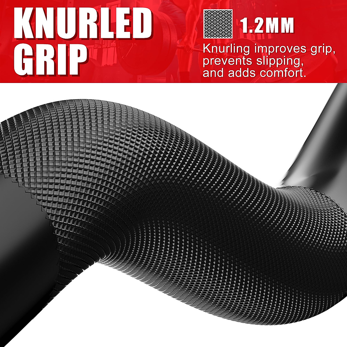 Holleyweb Olympic Barbell Curl Bar EZ Bar Strength Training Bar Threaded Chrome Barbell Bar for Weightlifting, Hip Thrusts, Squats and Lunges, Black, 47 inches (A-YD04002)