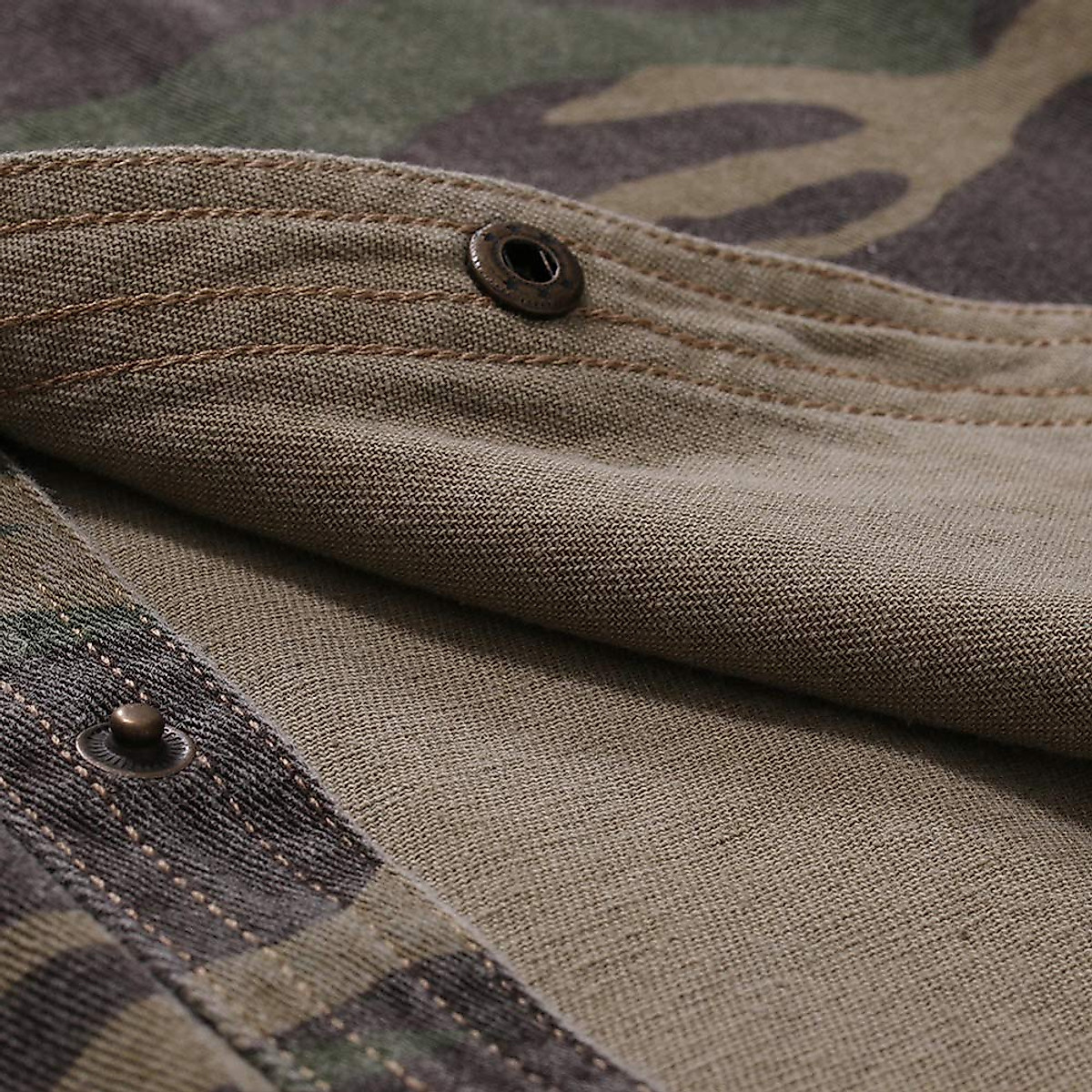 chouyatou Men's Military Style Short/Long Sleeve Camo Printed Button Down Shirt (Large, Green Short)