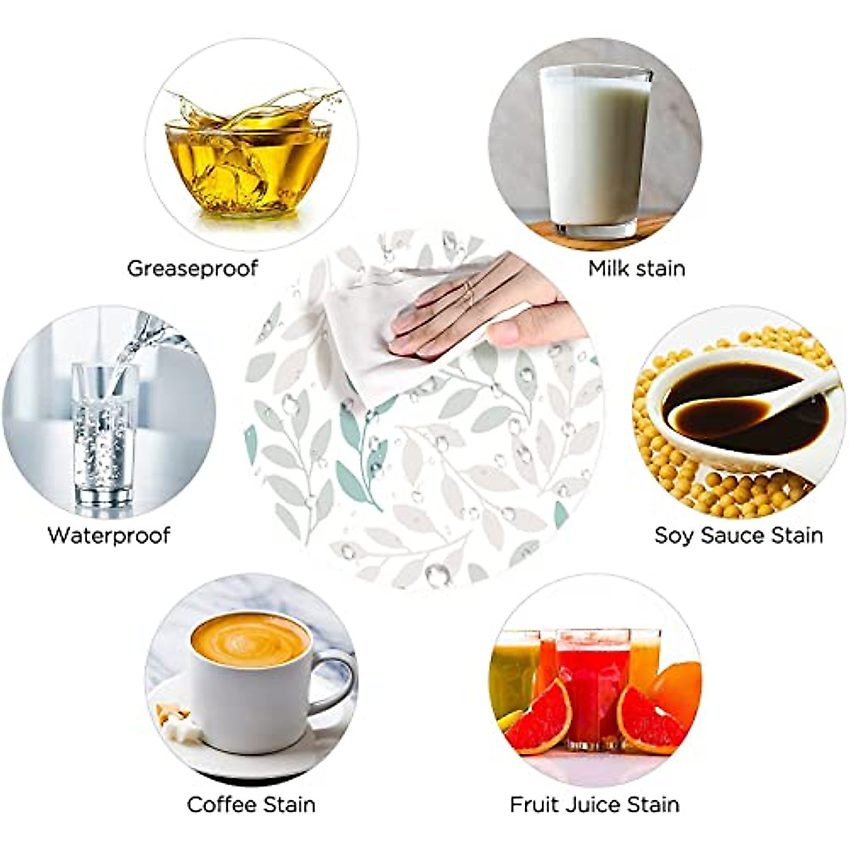 Spring Leaf Oval Fitted Tablecloths, Oval Elastic Edged Leaves Tablecloth Polyester Fitted Table Cover Wrinkle Resistant Decor Table Cloth Indoor Family Banquet and Outdoor Patio Use(68" X 48" )