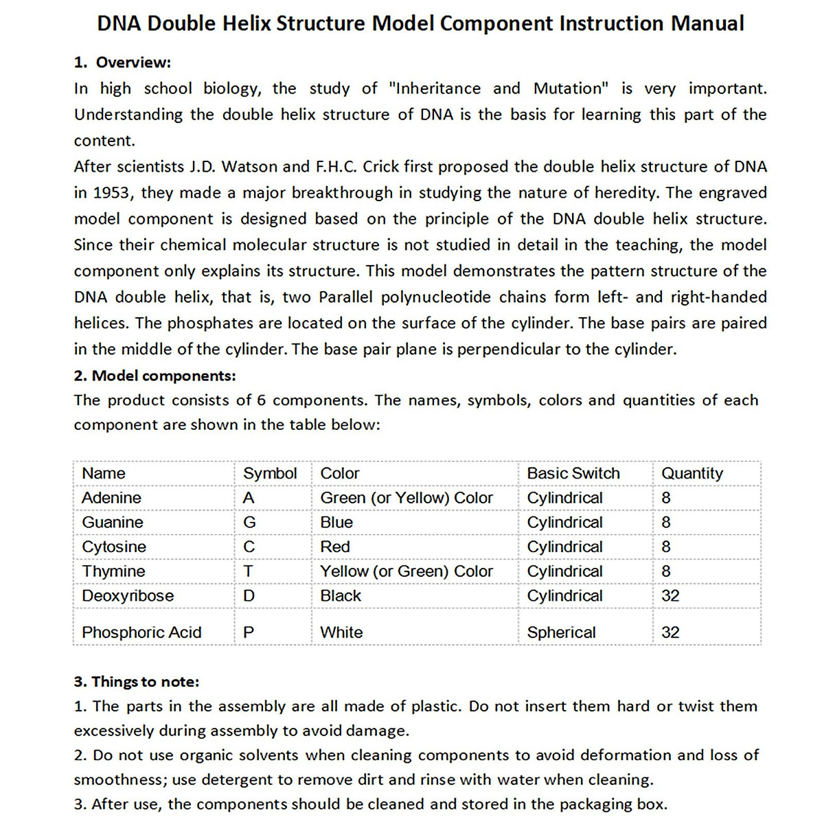 iplusmile DNA Models Double Helix Structure Models DNA Double Helix Modesl Kit Biological Science Popularization Teaching Aids for DNA Assembling