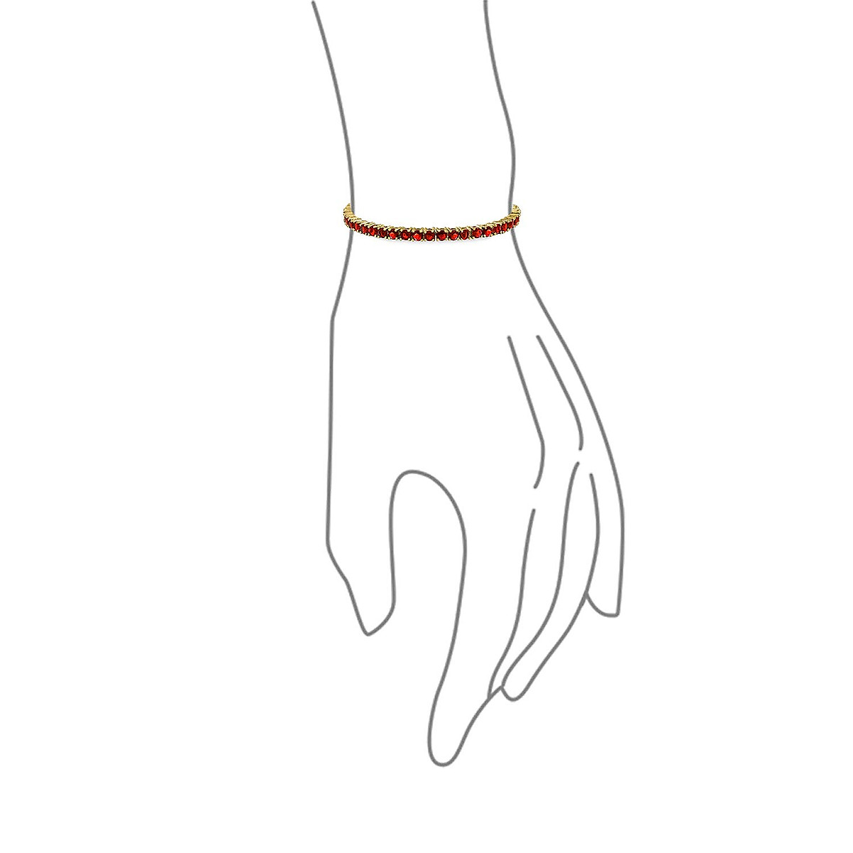 Bling Jewelry Traditional 12CTW Prong Basket Set Solitaire Round Cubic Zirconia Simulated AAA CZ Red Garnet Tennis Bracelet for Women Prom Bridesmaid 14K Gold Plated 7.5 Inch