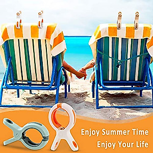 Beach Towel Clips for Beach Chairs, 8 Pcs Towel Clips for Beach Chairs Cruise, Plastic Large Clothespin Towel Clips Hanging Clamps for Chairs, Lounge Chairs, Beach Accessories -(Green Yellow)