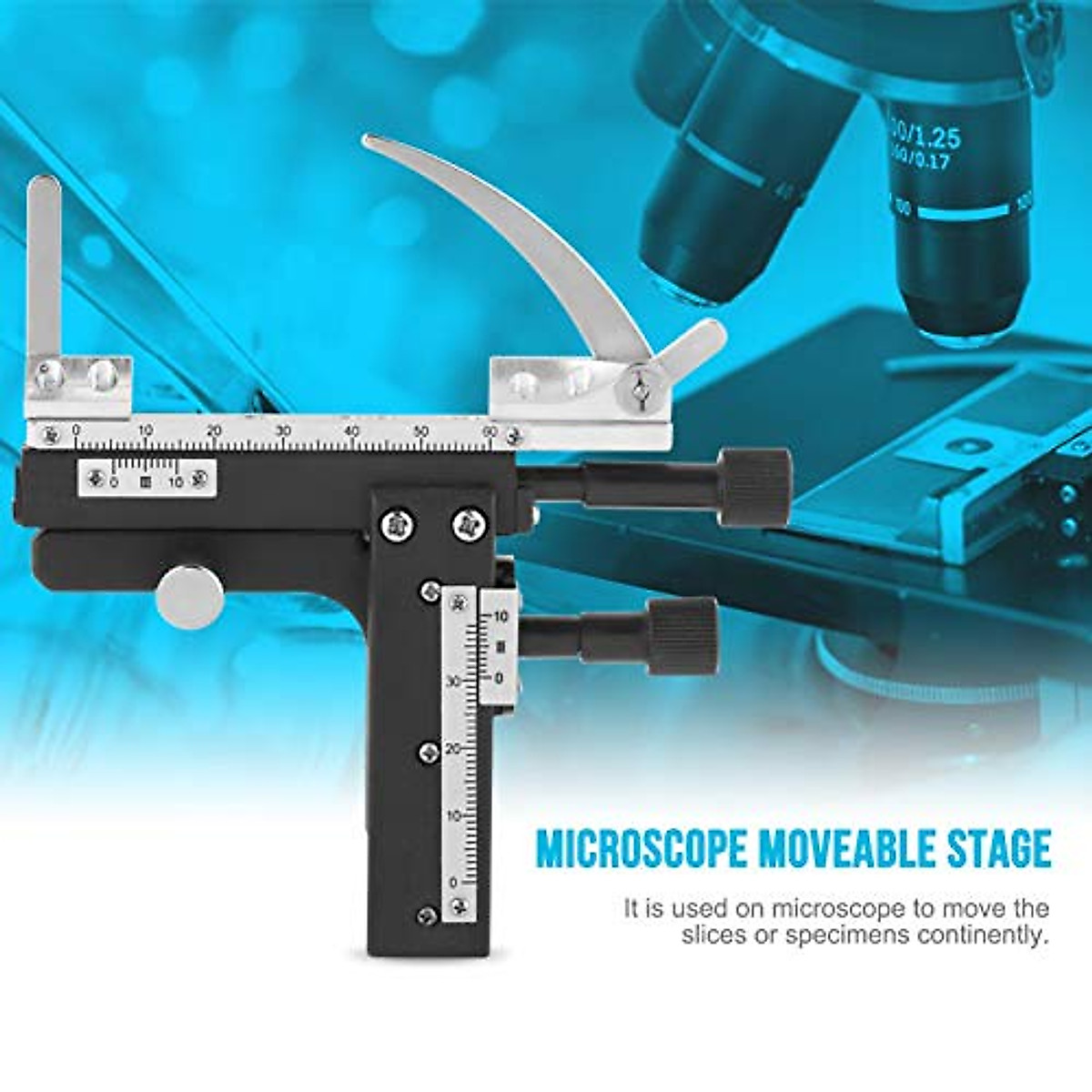 SALUTUYA Microscope Calipers Professional Attachable Mechanical X-Y Moveable Stage Caliper High Precision with Scale for Microscope