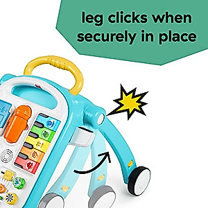 Baby Einstein Musical Mix ‘N Roll 4-in-1 Push Walker, Activity Center, Toddler Table and Floor -Toy for 6 Months+, Blue