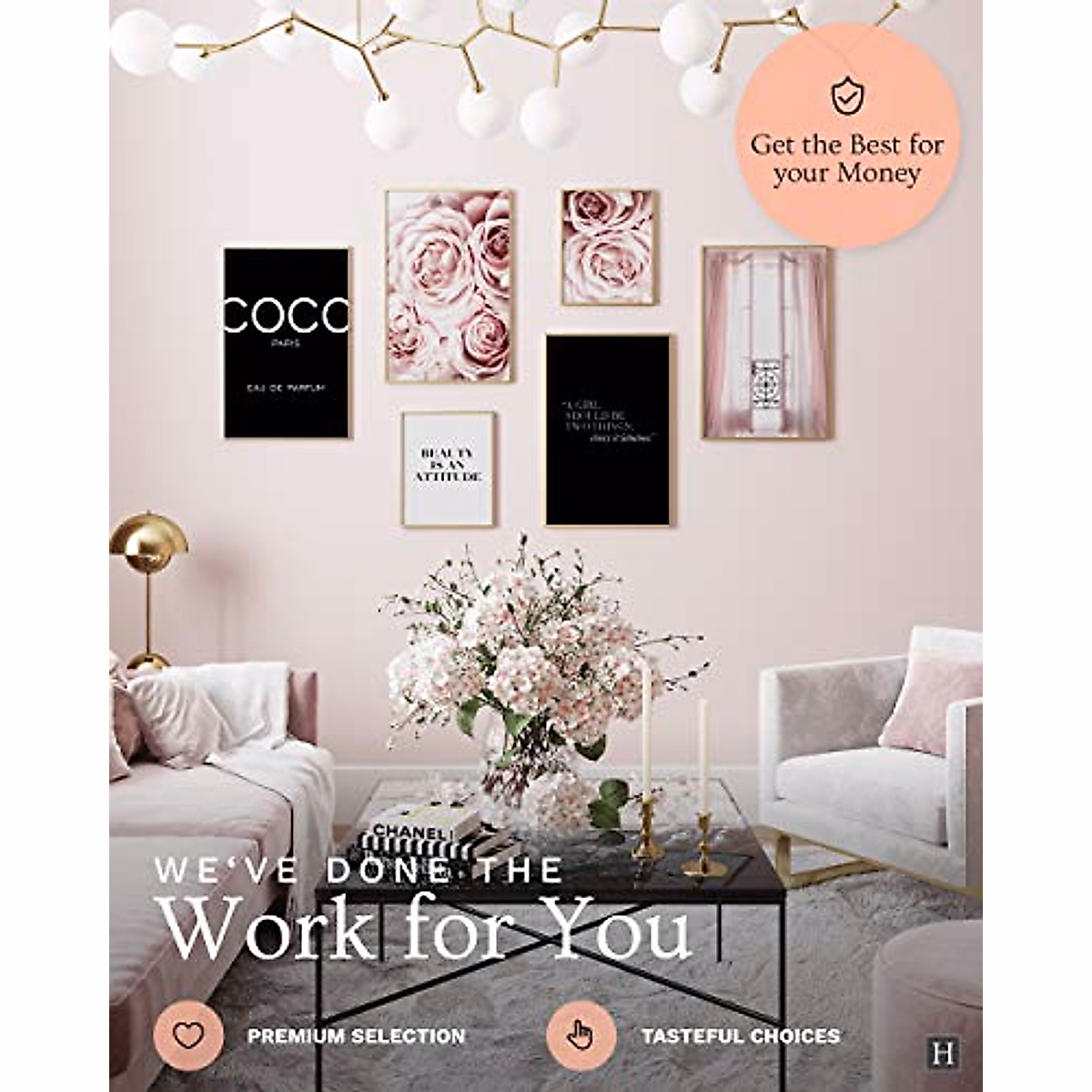 Heimlich wall art prints paris decor for glam bedroom UNFRAMED women 6 pink poster as stylish fashion wall art, 11x17 & 8x10, door coco