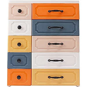 TOWOHIPPKI 5 Drawers Plastic Drawers Dresser, Tall Standing Organizer Unit Chests, Plastic Dresser Storage Closet Cabinet Clothes Toys Snacks Organizer for Home, Bedroom, Office, Colorful