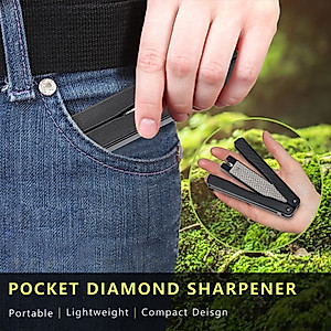 Folding Pocket Knife with Liner lock Stainless Blade Brown Wood Handle with Belt Clip Diamond Sharpening Stone Folding Knife Sharpener Garden Tools