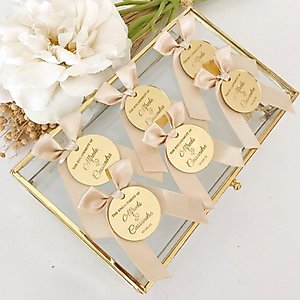 MXN Acrylic Mirror Personalized Plaque Tags Favors,Custom Engraved Acrylic Name Tags for Wedding Engagement Anniversary Birthday Christmas Baptism Gift Tag (100pcs)