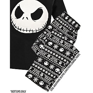 Disney The Nightmare Before Christmas Loungepants For Men | Adults Jack Skellington Pajama Trousers | Black PJ Bottoms