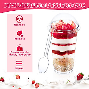 Jerify 150 Pack Plastic Dessert Cups with Lids and Spoons 3 oz Mini Dessert Cups with Spoons 5.4 oz Square Clear Dessert Shooter Cups Parfait Appetizer Cups Disposable Small Mousse Container for Party