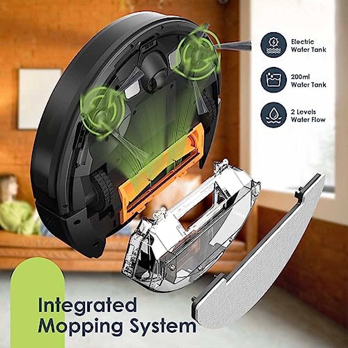 Robot Vacuum and Mop Combo, 3 in 1 Mopping Robotic Vacuum with Schedule, App/Bluetooth/Alexa, 1600Pa Max Suction, Self-Charging Robot Vacuum Cleaner, Slim, Ideal for Hard Floor, Pet Hair, Carpet