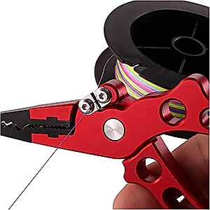 Sxdthy Fishing Pliers, Aluminum Alloy Fishing Gear, Fishing Tools & Accessories with Safety Coiled Lanyard and Sheath for Fishermen (Color : Red)