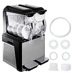 VEVOR Commercial Slushy Machine, 20L Double Tank Slushie Machine, 900W Frozen Drink Machine, Commercial Margarita Smoothies Maker Automatic Cleaning, Slushy Machine for Restaurants Cafes Bars