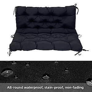 Srutirbo Outdoor/Indoor Swing Replacement Cushions 3 Seater, Waterproof Bench Cushion with Backrest, 40"x40", for Garden Patio Furniture (Black)