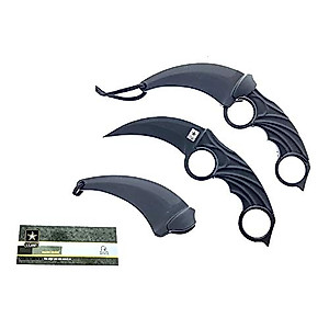 Falcon U.S.Army Licensed Military Tactical 2 Rings Karambit Knife, Fixed Blade Knife. For Camping, Hunting, Gear Collection