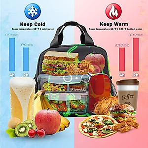 Video Game Lunch Bag Insulated Lunch Box Small Lunch Tote Bags with Water Bottle Holder, Adjustable & Removable Shoulder Strap Lunch Box