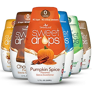 SweetLeaf Sweet Drops - Stevia Liquid Variety Pack, Chocolate, Caramel, Coconut, Vanilla, Pumpkin Spice, and Unflavored Stevia Sweetener, Sugar-Free Coffee Syrup Alternative, 1.7 Oz Ea (Pack of 6)