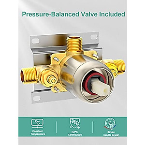 SR SUN RISE Shower System with Handheld Shower and Rain Shower Combo Set High Pressure 5-spray Dual 2 in 1 Shower Faucet Patented 3-way Diverter Brushed Nickel (Valve Include）