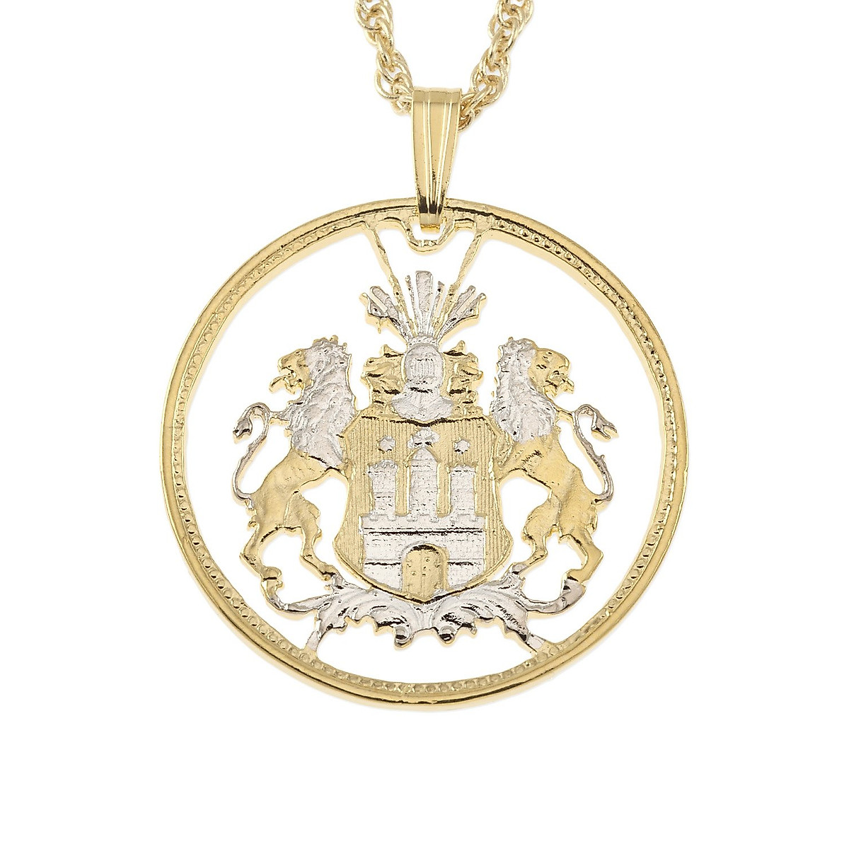 Germany Pendant & Necklace, German Two Marks Cut Coin