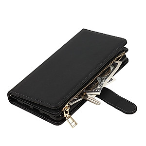 Jaorty for Google Pixel 6 Phone Case Wallet for Women Men with Crossbody Strap Lanyard,Pixel 6 Wallet Case with Card Holer,Zipper Pocket PU Leather Phone Case for Pixel 6, 6.4 Inch, Black