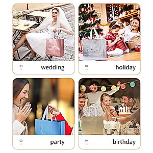 YHJZ 12 Pcs Reusable Gift Bags, Rose Gold Gift Bags Glossy Glitter Reusable Grocery Bag with Handle Non-woven Shopping Bags Tote Bag for Presents Bridesmaid Birthday Party Wedding (Rose Gold)