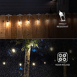 Enbrighten Classic Warm White String Lights, 48ft White Cord, 24 Shatterproof Acrylic Bulbs, Weatherproof, Outdoor String Lights, 35608