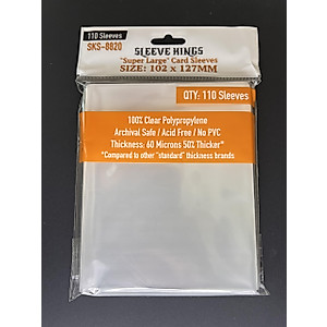 Sleeve Kings Super Large Sleeves (102x127mm) -110 Pack, 60 Microns