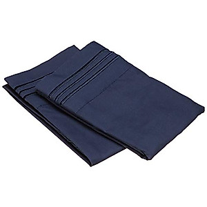 Elegant Comfort 2-Piece 1500 Thread Count Egyptian Quality Ultra Soft Wrinkle, Fade, Stain Resistant Pillowcases, Standard Size, Navy Blue